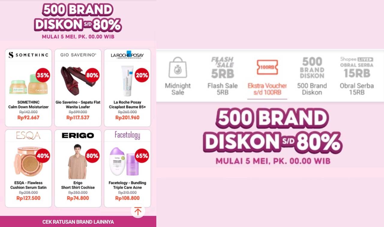 Gila-Gilaan! 500 Brand Diskon s/d 80% di Shopee Mulai 5 Mei, Buruan Cek Fashion & Beauty-nya!